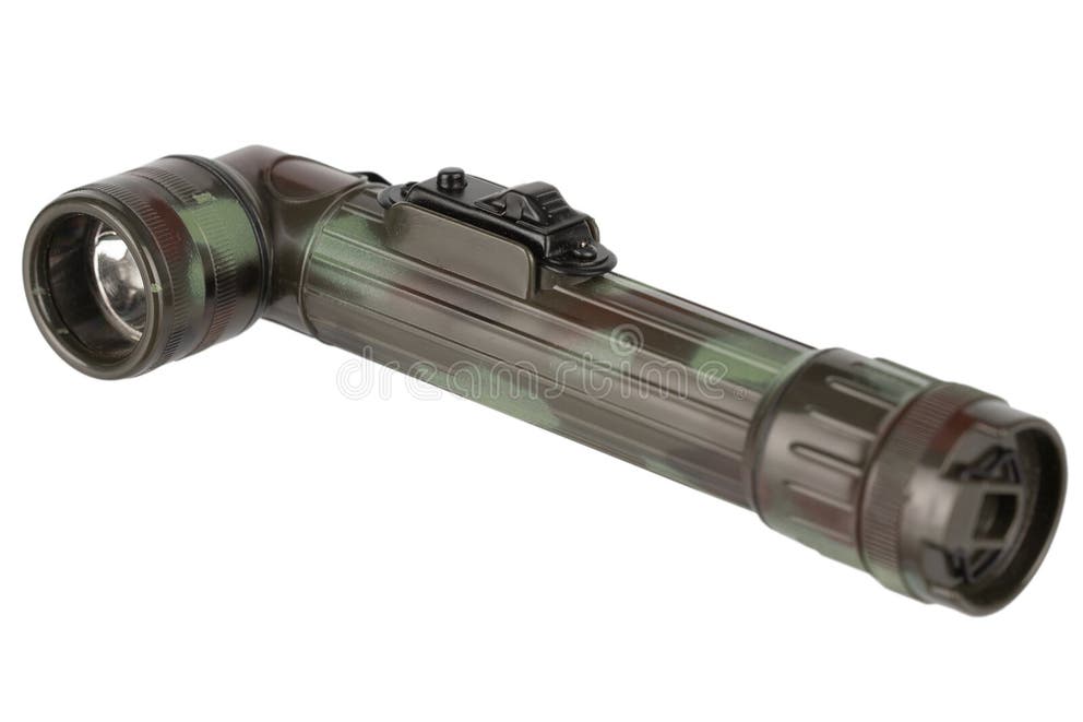 Military Style Flashlight Isolated on White Stock Image - Image of ...