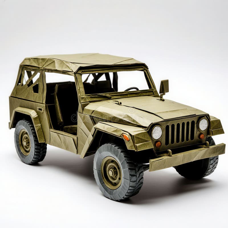 Military Style Paper SUV Made from Folded Cardboard Stock Photo - Image ...