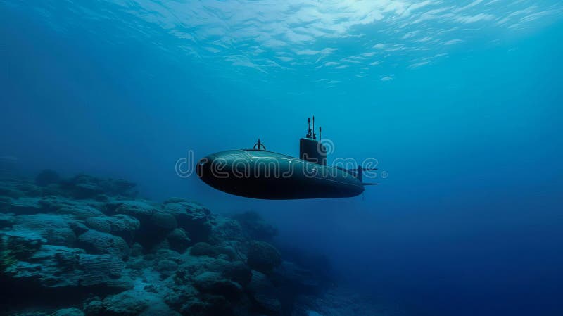 Military Submarine Diving Underwater Stock Illustration - Illustration ...