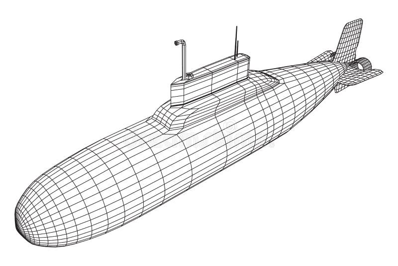 Military submarine vector stock vector. Illustration of poly - 175840647