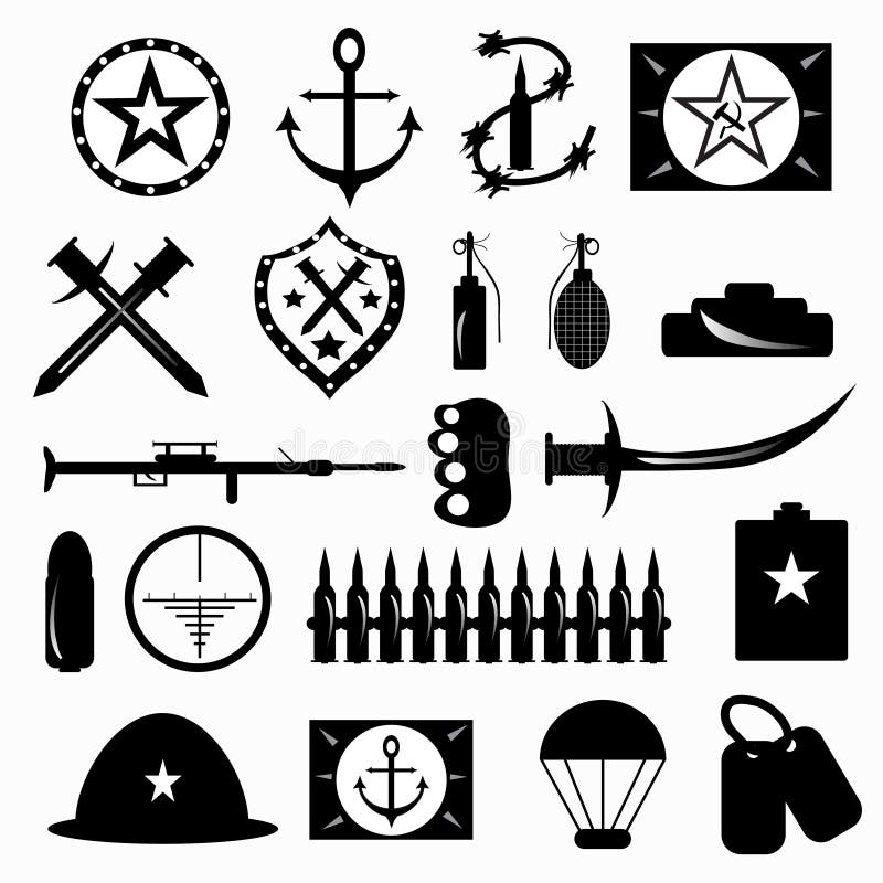 Military Symbols With Weapon And People Uniform. Stock Vector ...