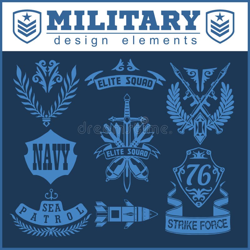 Military Symbols with Weapon and People Uniform. Stock Vector ...