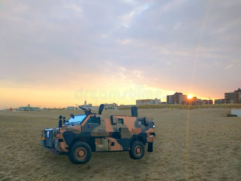 Military Tank on Beach Netherlands Stock Image - Image of tank ...