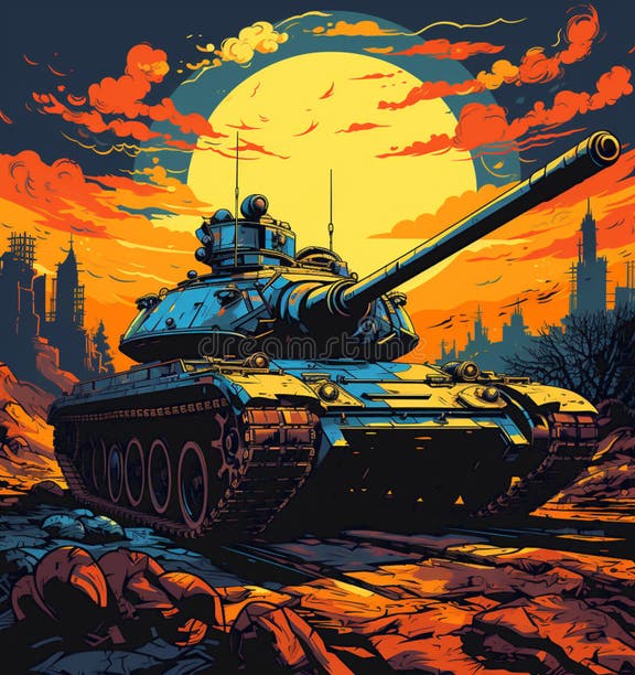 A Military Tank Charging into Battle Stock Photo - Image of attack ...