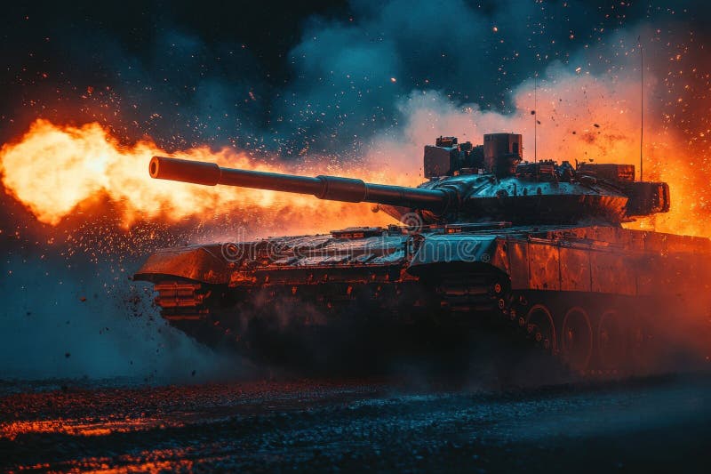 Military Tank Fires Artillery in Dramatic Display during Night Training ...