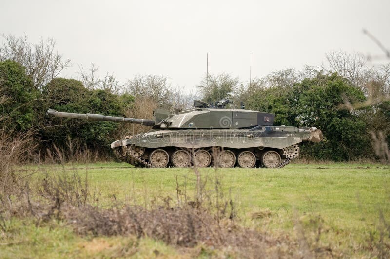 Military Tank Parked in a Grassy Meadow in Front of a Cluster of Trees ...