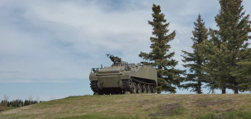Military Tank Perched High Above To Watch Over Stock Photo - Image of ...