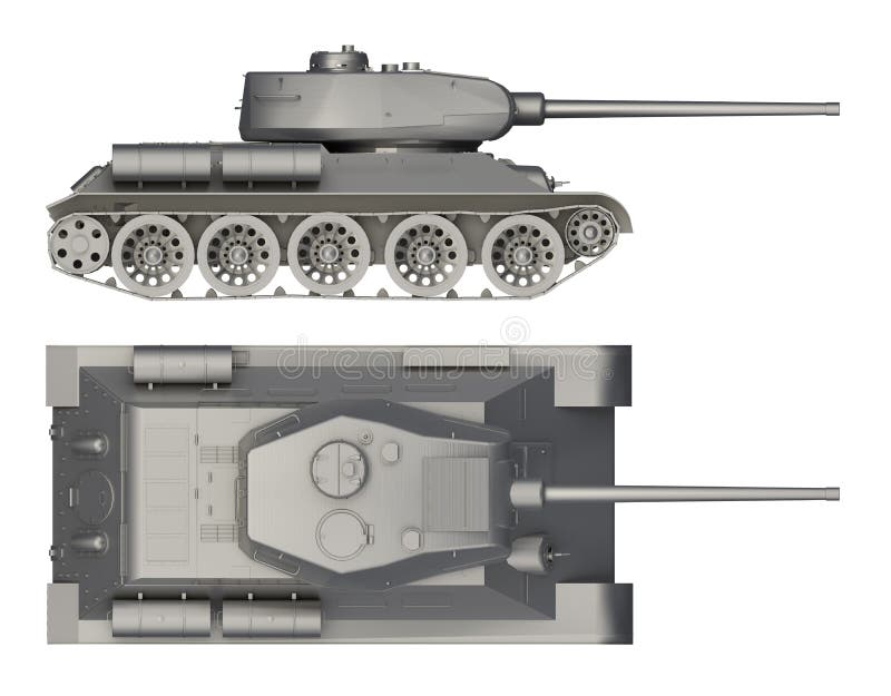 Military Tank Side and Top View Isolated on White Stock Illustration ...
