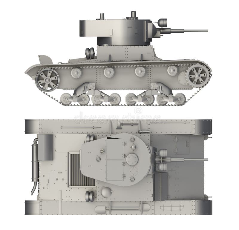 Military Tank Side and Top View Isolated on White Stock Illustration ...