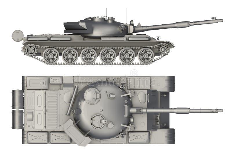 Military Tank Side and Top View Isolated on White Stock Illustration ...