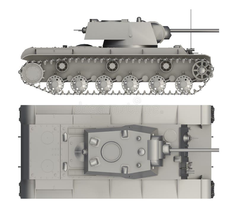 Military Tank Side and Top View Isolated on White Stock Illustration ...