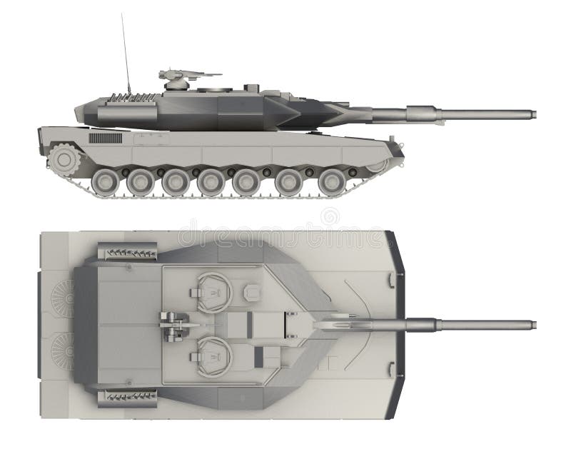 Military Tank Side and Top View Isolated on White Stock Illustration ...