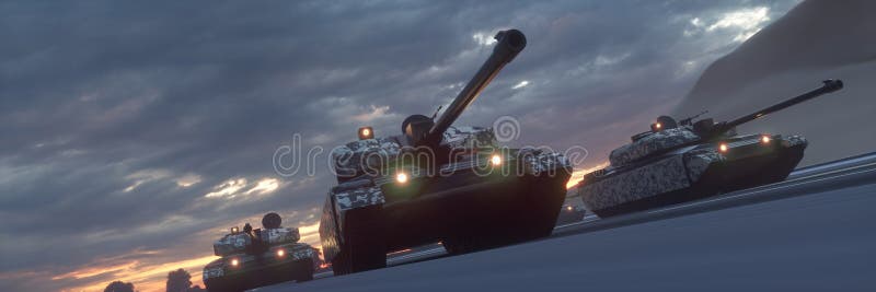 Military Tanks in the City. Concept of War Stock Illustration ...