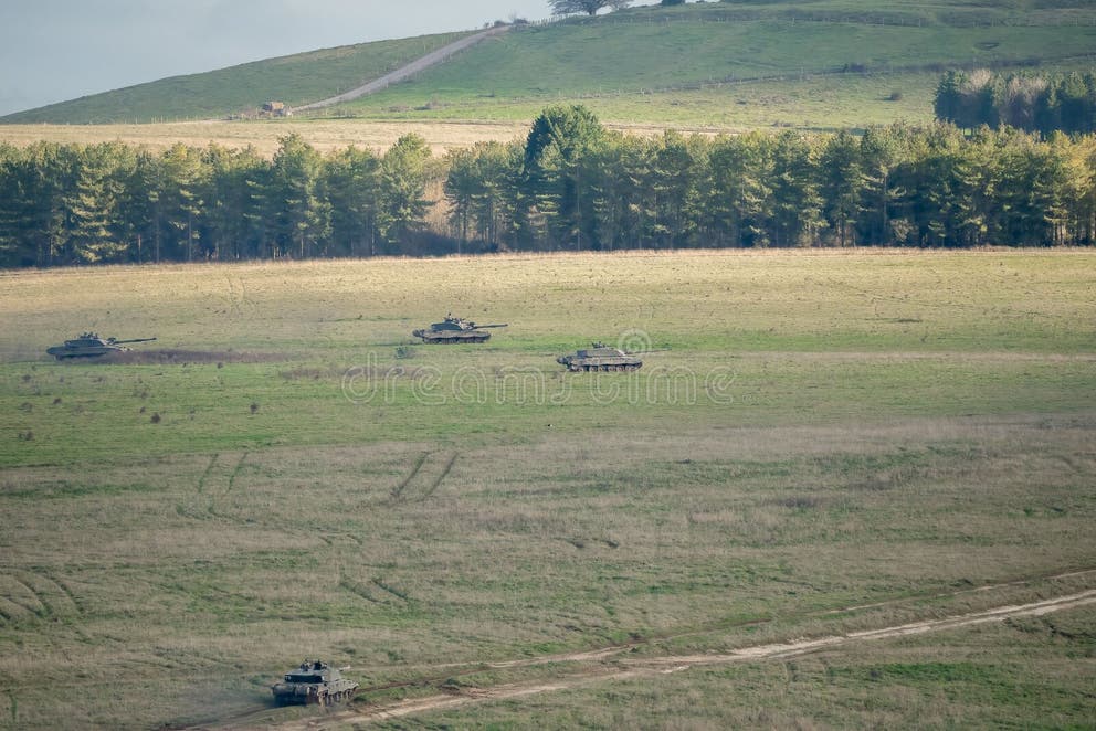 Military Tanks Moving in a Field Stock Image - Image of machine ...