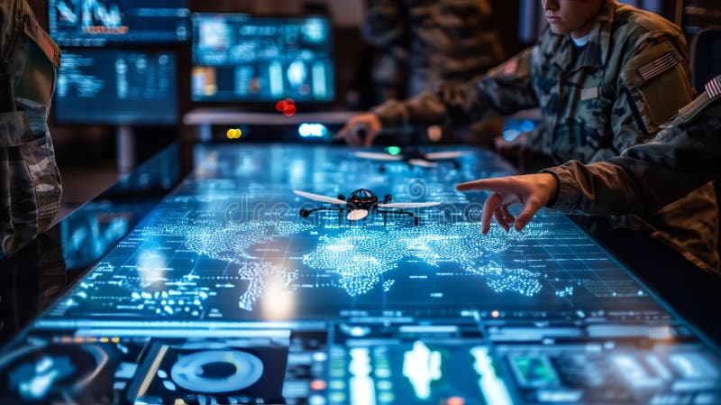 Military Team in Command Center Using Technology Stock Photo - Image of ...