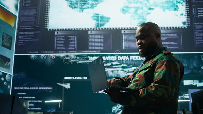 Military Team Manages Cybersecurity Operations High Tech Control Center ...