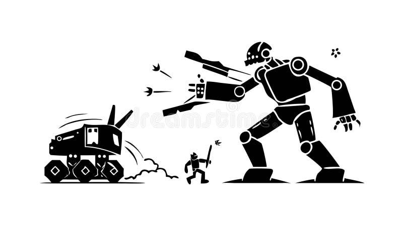 Military Tech and Future Warfare Robot Icon, Vector Design Generative ...