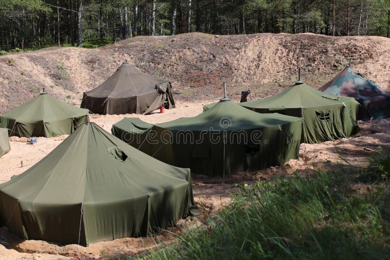 Military Tents in the Forest Stock Photo - Image of troops, camp: 75264708