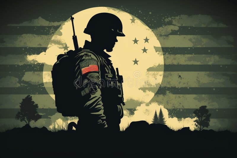 Military Themed Memorial Day Background. AI Stock Illustration ...