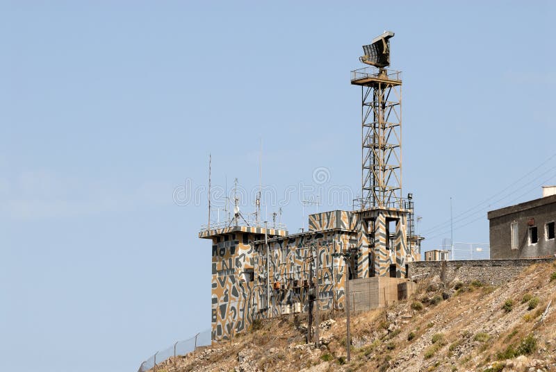 Military tower with radar stock image. Image of camouflage - 5717017