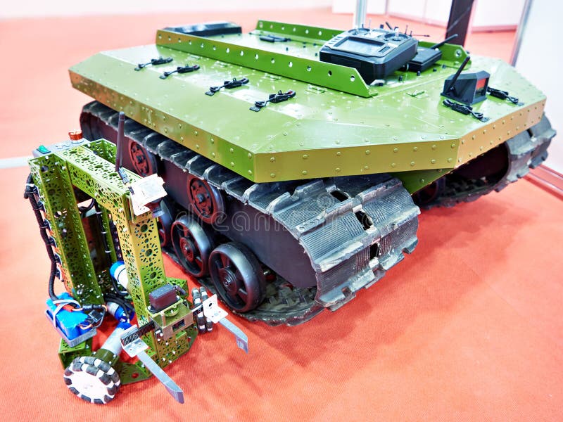 Military Tracked Robot on Control Panel Stock Image - Image of combat ...