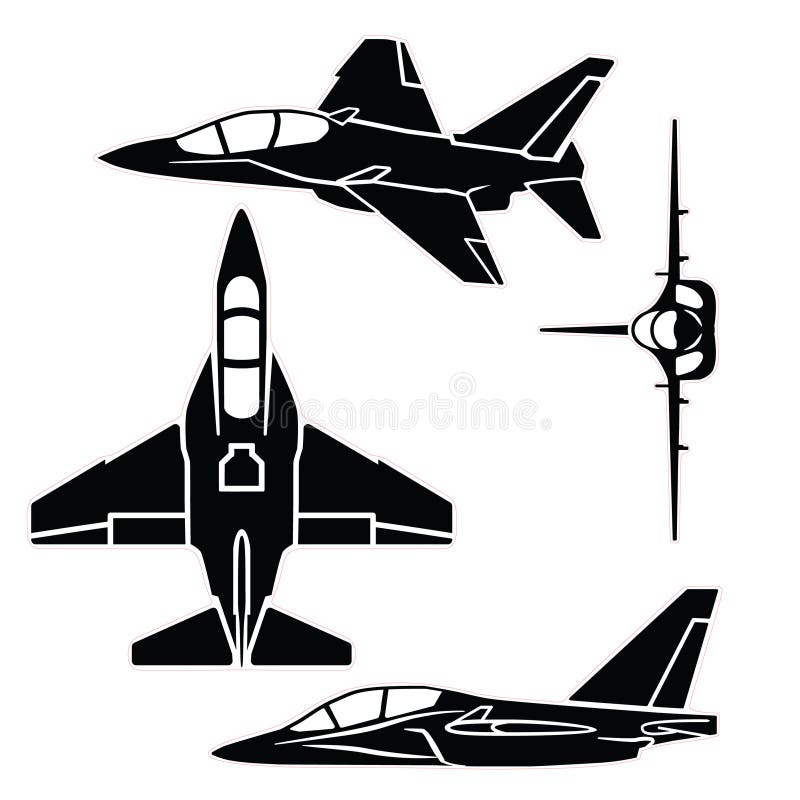 Military Training Fighter Jet Vector Set Stock Illustration ...