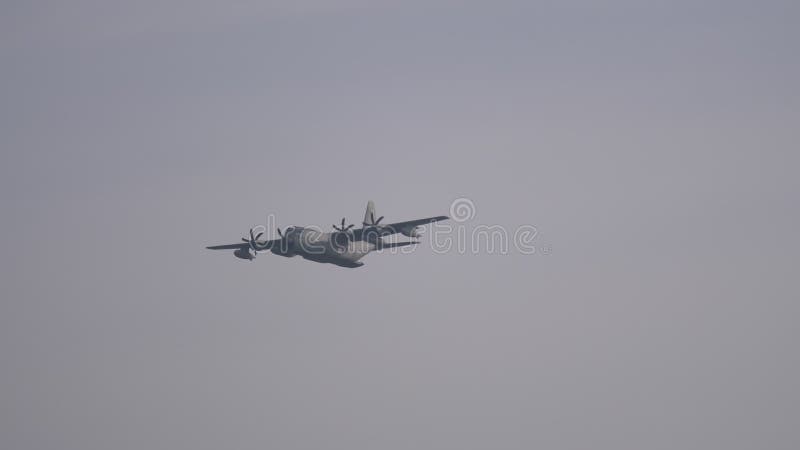 Military Transport Aircraft Lockheed C130j Overflight Stock Video ...