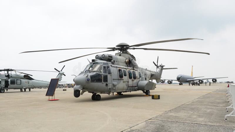 A Military Transport Helicopter on Display at an Airshow Stock Image ...