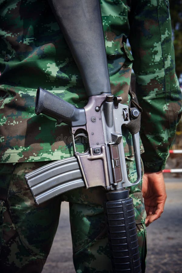 Military Troop with Long Refle Arm Gun Use for War and Battle Th Stock ...