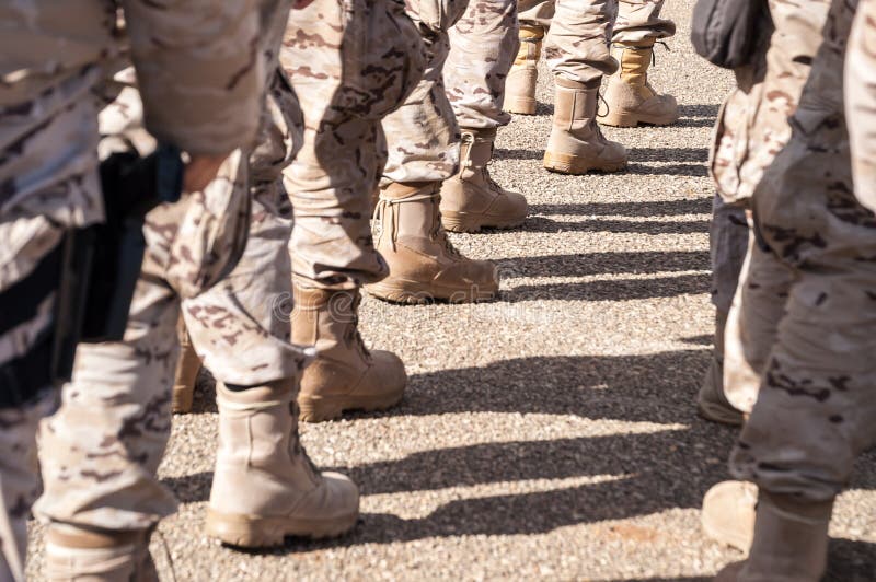 Military Troops in Formation Stock Image - Image of arid, footwear ...
