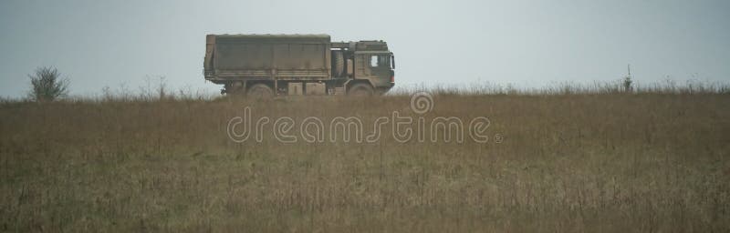Military Truck Moving in a Field Stock Image - Image of fight, military ...