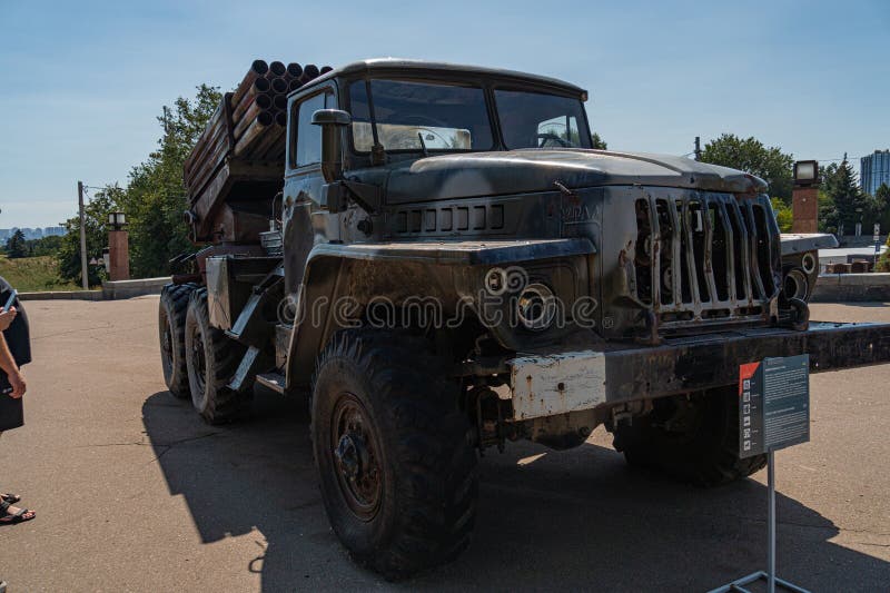 Military Truck with Rocket Launch System. Multiple Launch Rocket System ...