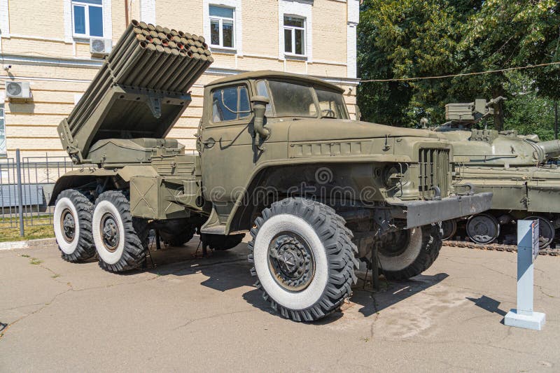 Military Truck with Rocket Launch System. Multiple Launch Rocket System ...
