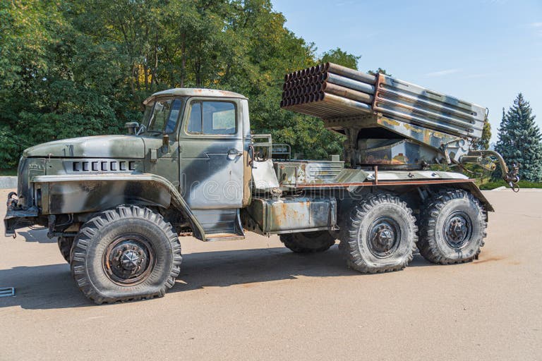 Military Truck with Rocket Launch System. Multiple Launch Rocket System ...