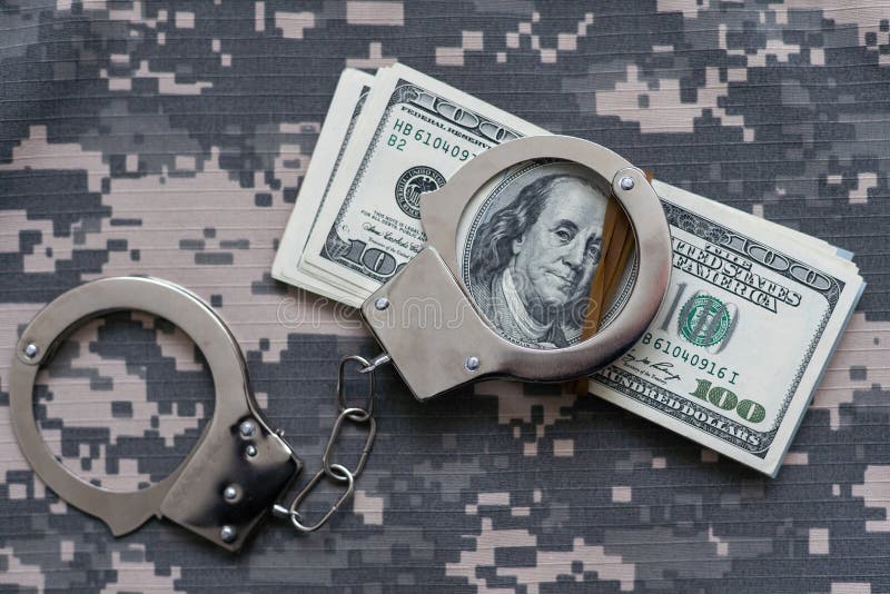 Military Uniform and Handcuffs, Money. Stock Image - Image of banknotes ...