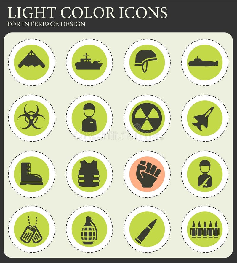 Military simply icons stock vector. Illustration of shoot - 154914513