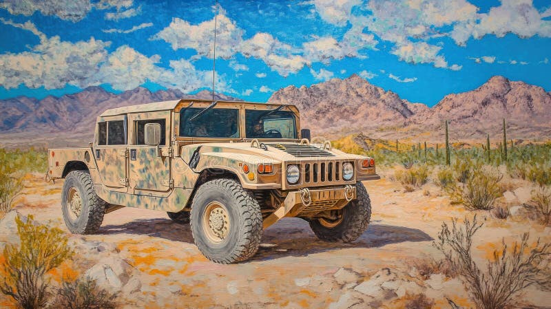 Military Vehicle Humvee Desert Landscape Stock Photo - Image of desert ...