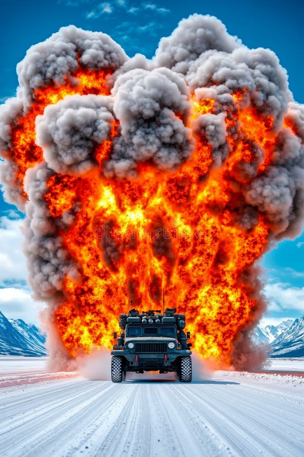 A Large Explosion in the Sky with a Bright Light, AI Stock Photo ...