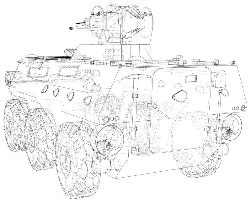 Army Vehicle Technical Wire-frame. Vector Illustration Stock Vector ...