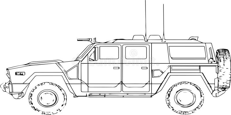 A Military Vehicle with Roof and Front Bumper Stock Vector ...
