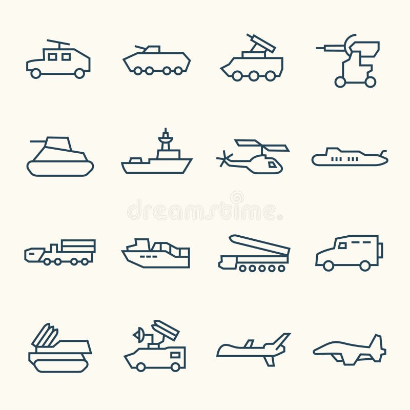 Military Vehicles Object Symbols Set, Side View Stock Vector ...