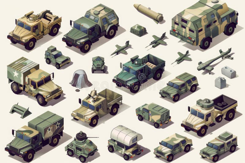 Military Vehicles and Vehicles in Various Positions for Military ...