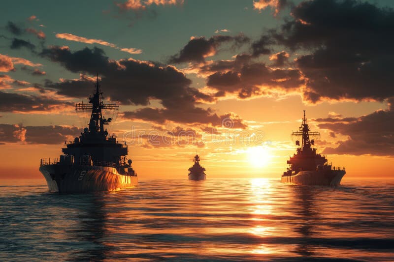 Military Vessel Sunset stock photo. Image of naval, navy - 359847368