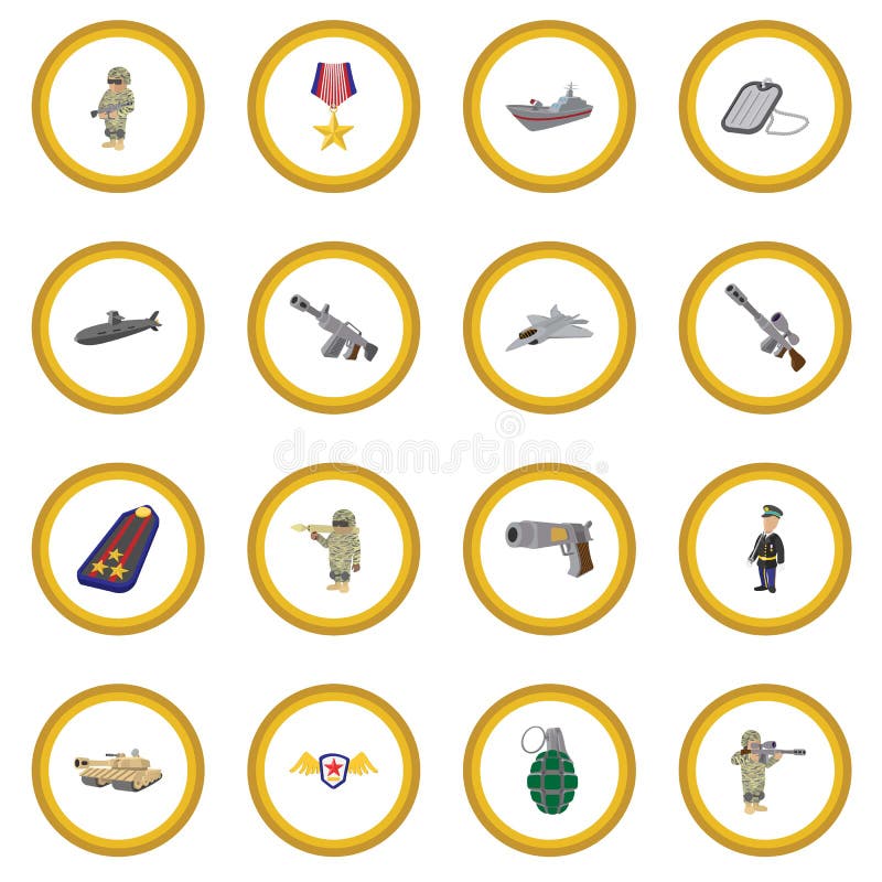 Military and War Cartoon Icon Circle Stock Vector - Illustration of ...