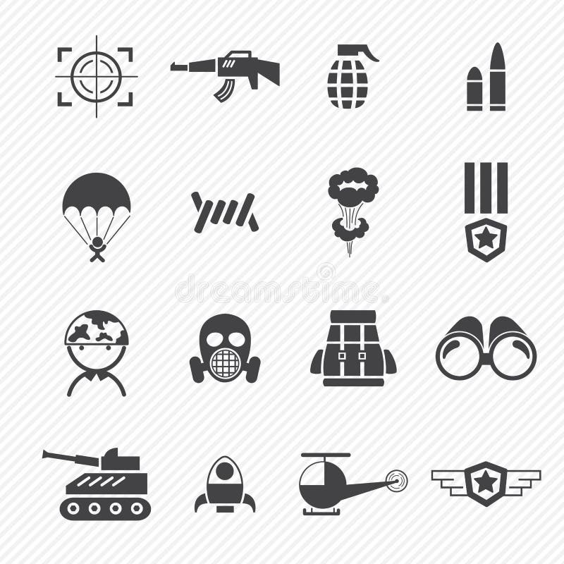 Military and war icons stock vector. Illustration of ammunition - 37996483