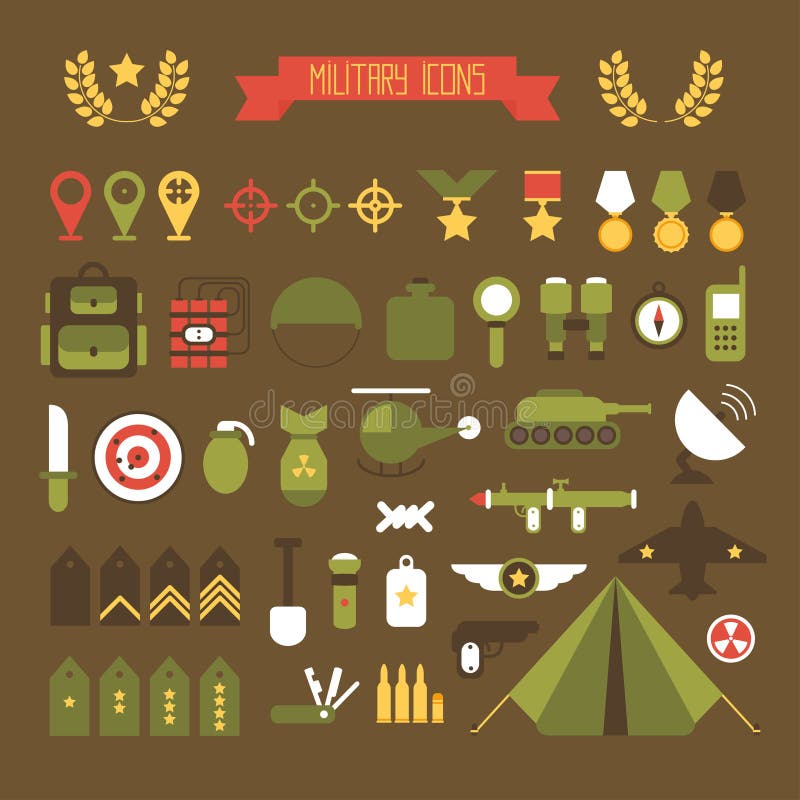 Military and War Icons Set. Army Infographic Stock Vector ...