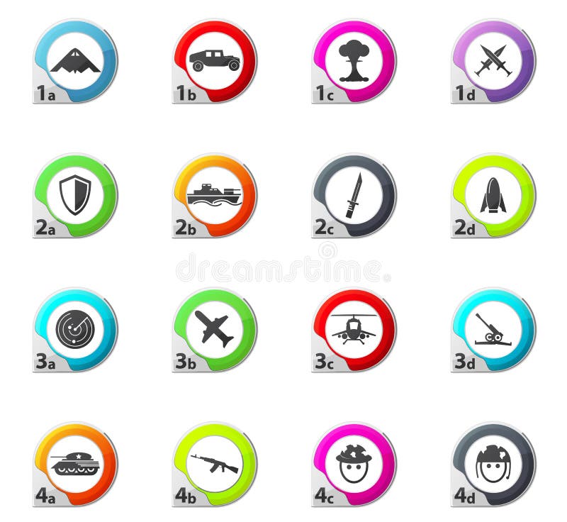 Military and war icons set stock illustration. Illustration of armored ...