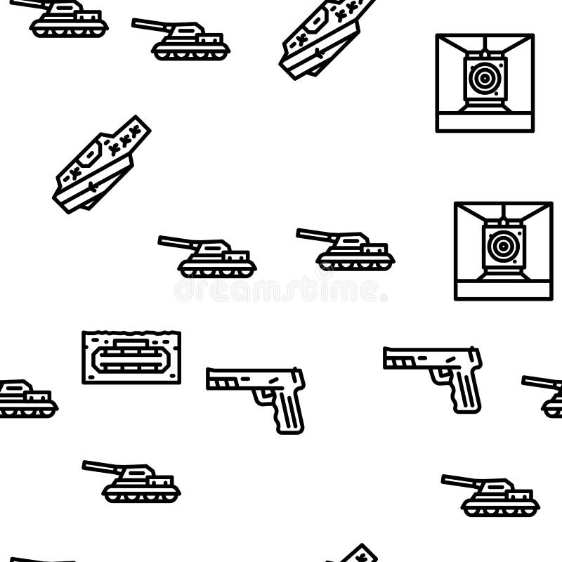 Military Weapon and Transport Vector Seamless Pattern Stock Vector ...