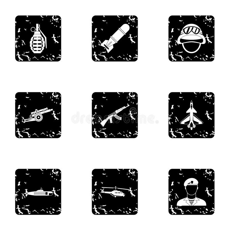 Military Weapons Icons Set, Outline Style Stock Vector - Illustration ...