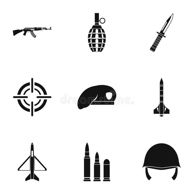 Military Weapons Icons Set, Simple Style Stock Vector - Illustration of ...